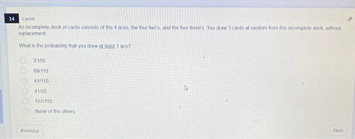 Solved An incomplete deck of cards consists of the 4 aces, | Chegg.com