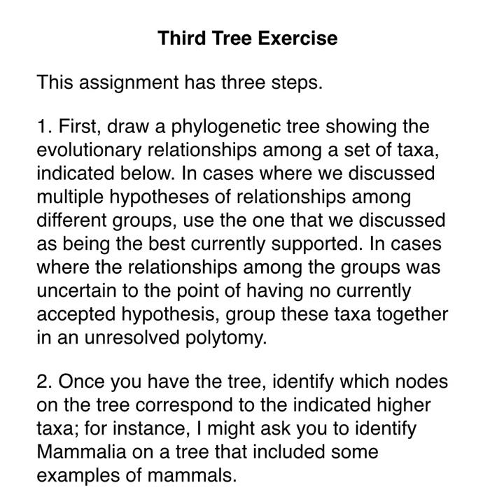 Third Tree Exercise This assignment has three steps. | Chegg.com