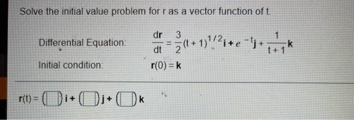 Solved Solve the initial value problem for ras a vector | Chegg.com