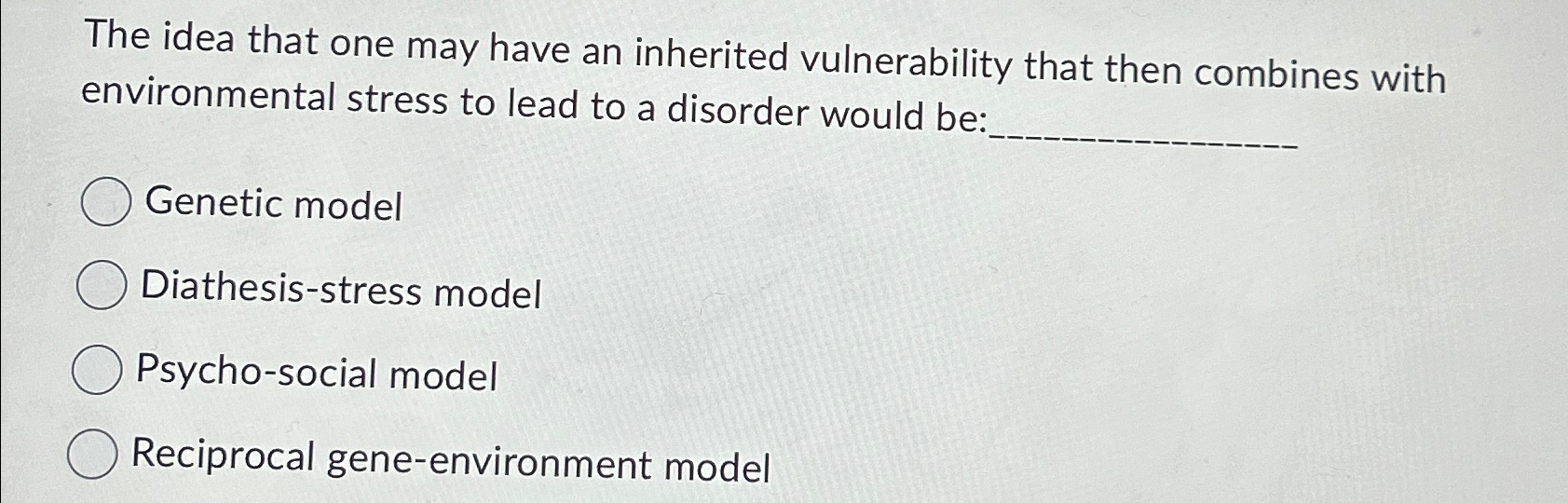 Solved The idea that one may have an inherited vulnerability | Chegg.com