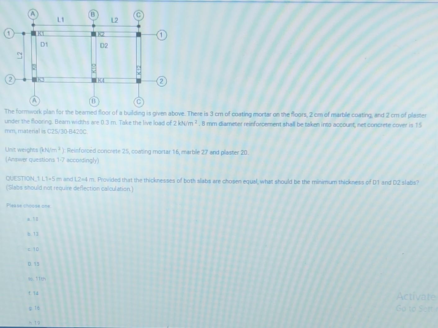 Solved The formwork plan for the beamed floor of a building | Chegg.com