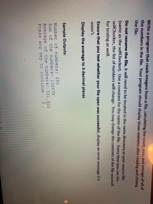 Solved Inputa None Outputs Integer Count Integer Sum 2458