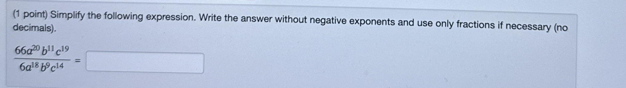 Solved (1 ﻿point) ﻿Simplify the following expression. Write | Chegg.com