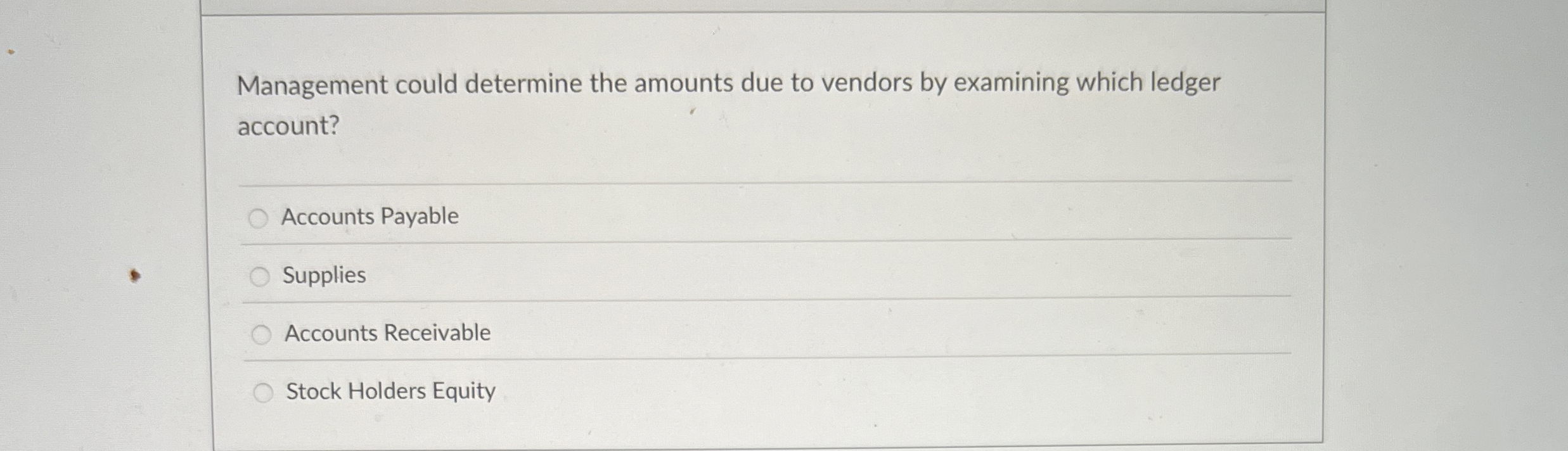 Solved Management could determine the amounts due to vendors | Chegg.com