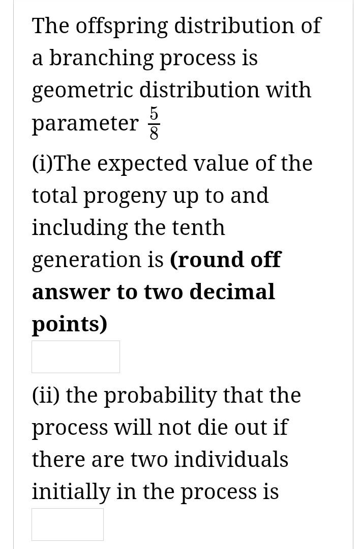 Solved The offspring distribution of a branching process is | Chegg.com