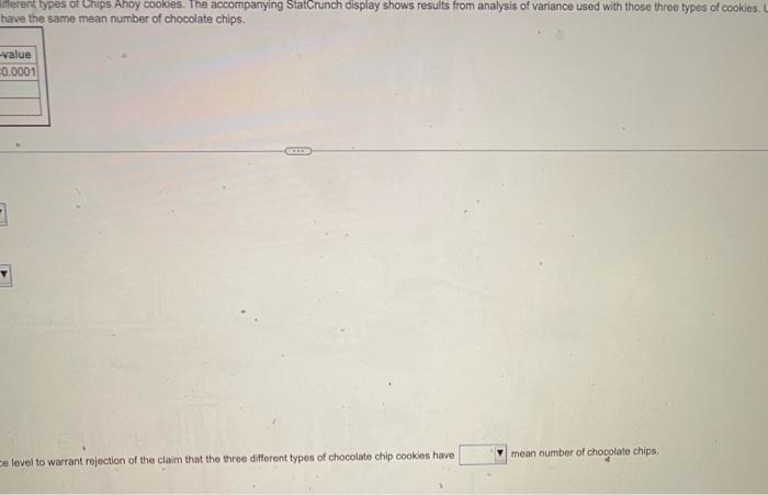 Solved A data set includes the counts of chocolate chips | Chegg.com