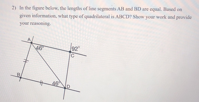 Solved 2) In the figure below, the lengths of line segments | Chegg.com