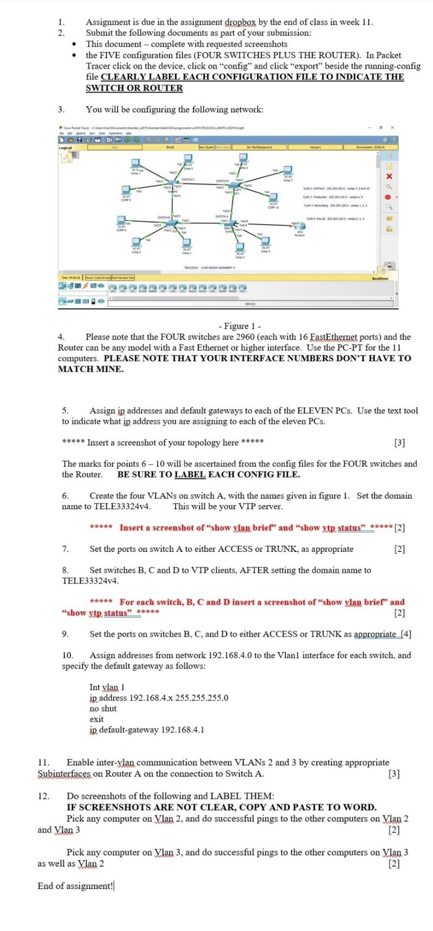 1. Assignment is due in the assignment dropbox by the | Chegg.com