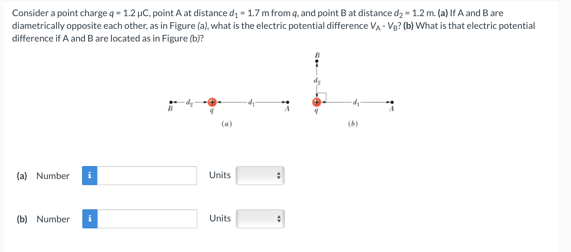 Solved Consider a point charge q=1.2μC, ﻿point A at distance | Chegg.com