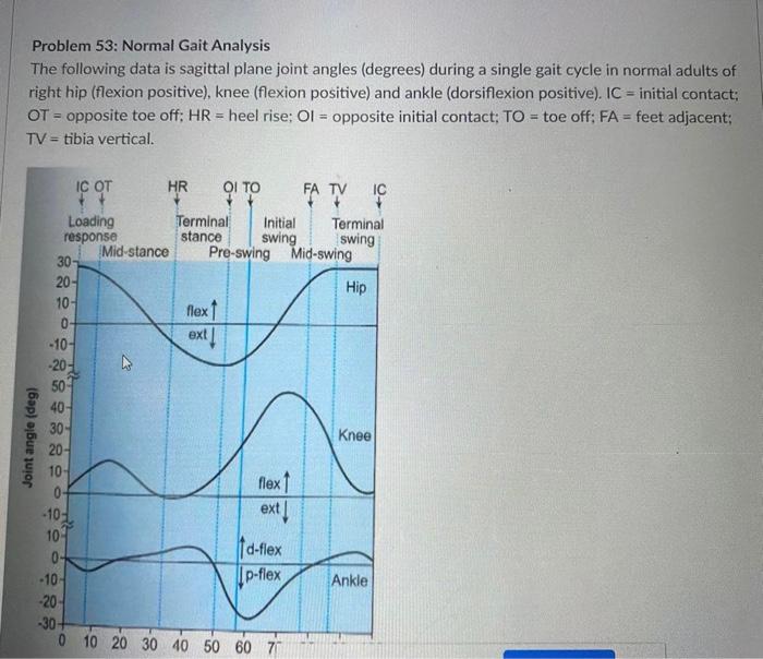 Problem 53: Normal Gait Analysis The following data | Chegg.com