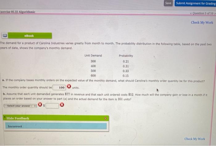Solved Chapter 5 Homework Assignment Score: 72.889 Save | Chegg.com Solved Chapter 5 Homework Assignment Score: 72.889 Save | Chegg.com