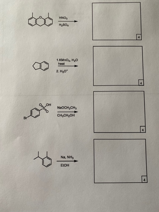 Solved HNO3 H2SO4 4 1.KMnO4 H20 heat 2. H30* p=0 NaOCH2CH3 | Chegg.com