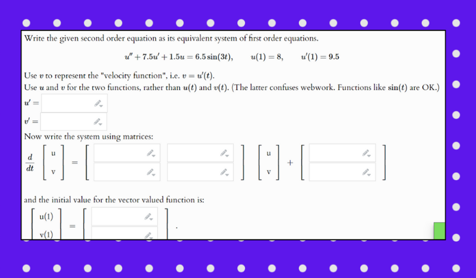 Solved Write the given second order equation as its | Chegg.com