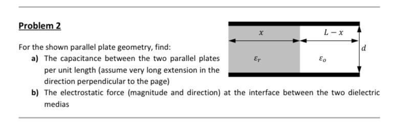 Solved Problem 2For the shown parallel plate geometry, | Chegg.com