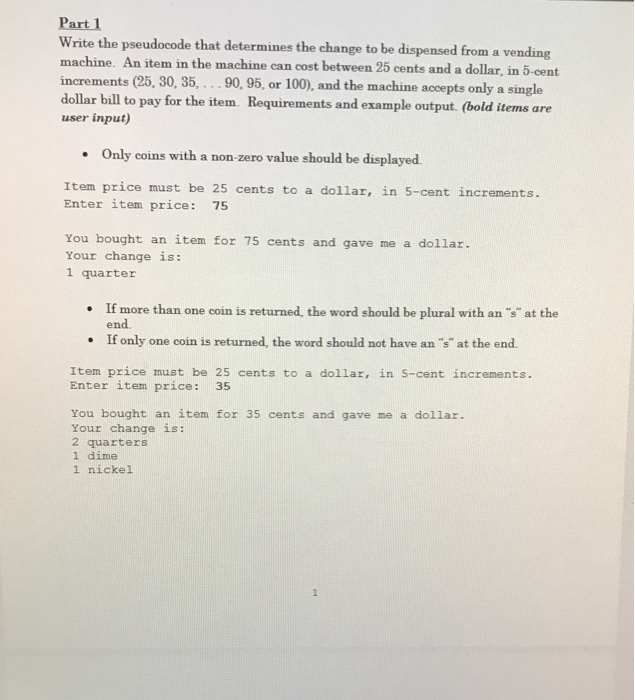Solved Part 1 Write the pseudocode that determines the | Chegg.com