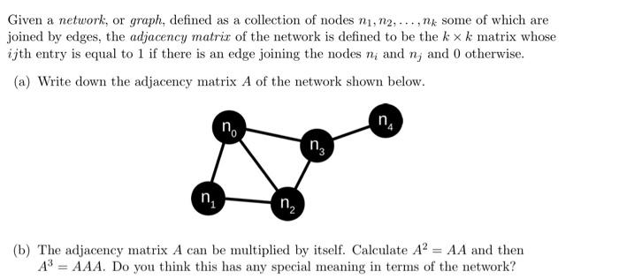 Solved Given a network, or graph , defined as a collection | Chegg.com