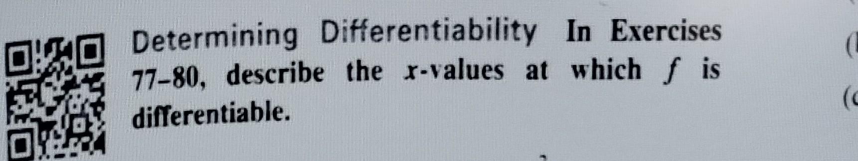 Solved Determining Differentiability In Exercises 77 80