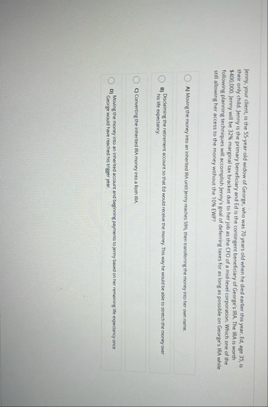 Solved Jenny, your client, is the 55 -year-old widow of | Chegg.com
