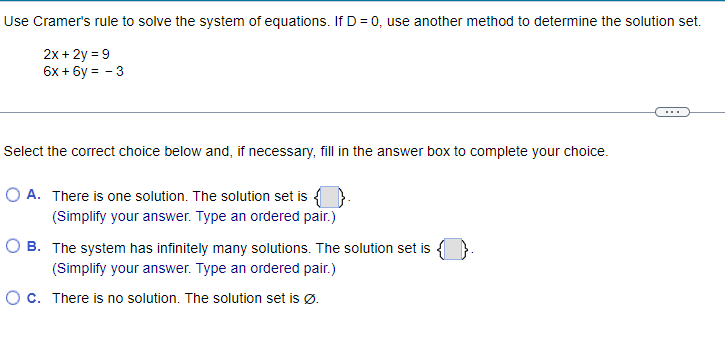 Solved Use Cramer's rule to solve the system of equations. | Chegg.com