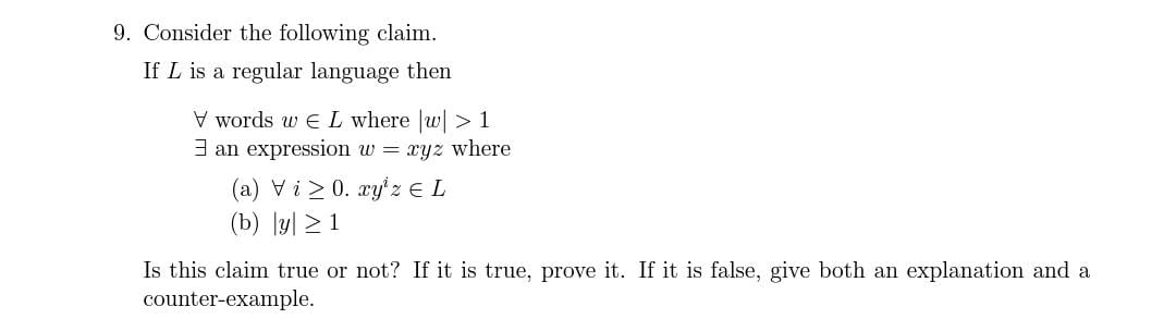 Solved Consider the following claim.If L ﻿is a regular | Chegg.com