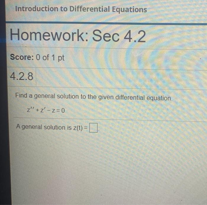 Solved Introduction to Differential Equations Homework: Sec | Chegg.com