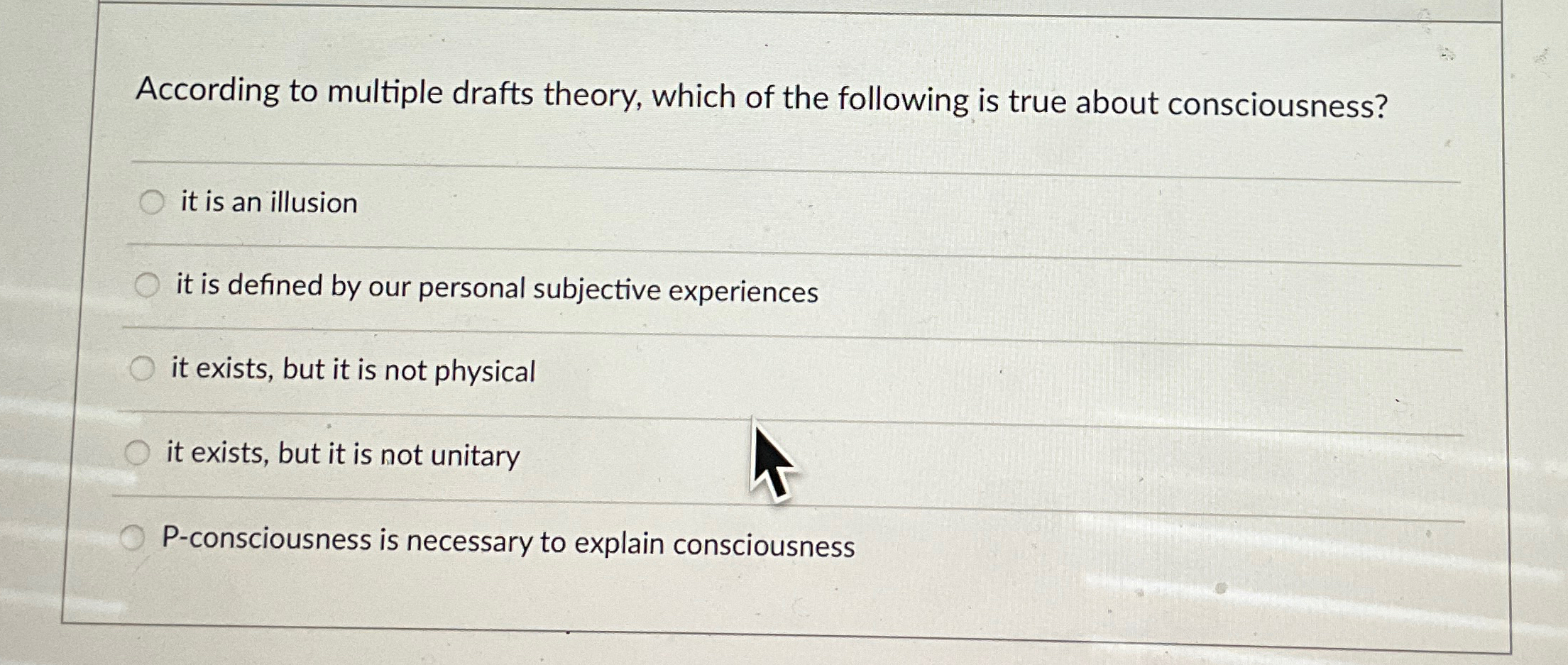 Solved According to multiple drafts theory, which of the | Chegg.com
