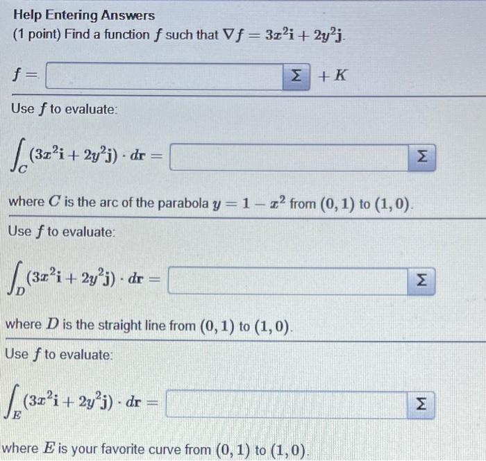 Solved Help Entering Answers (1 point) Find a function f | Chegg.com