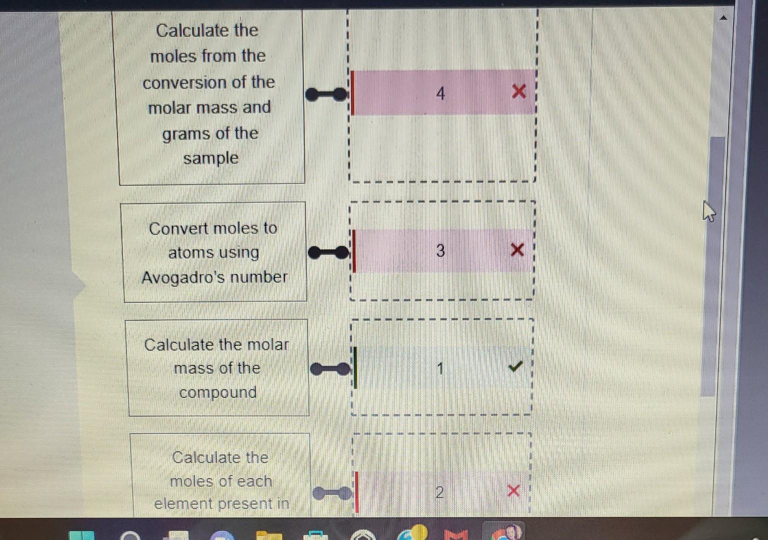 Solved mass conversion to moles and atoms I got | Chegg.com