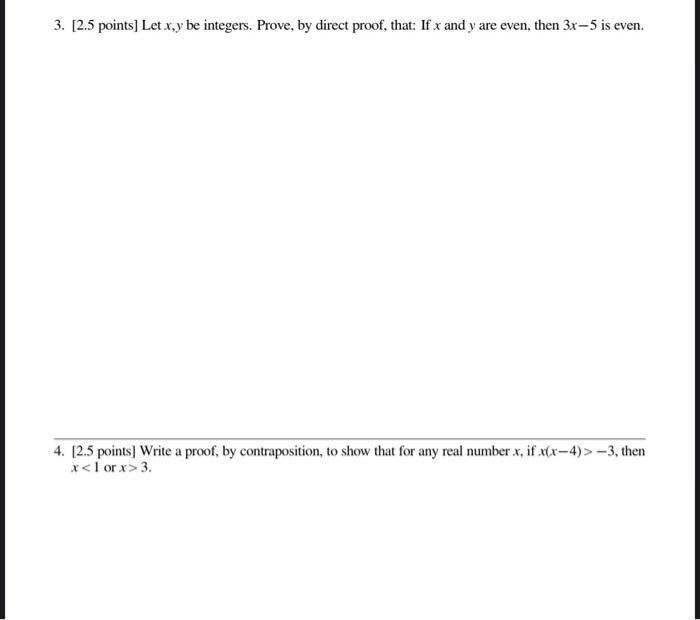 Solved 3. [2.5 points] Let x,y be integers. Prove, by direct | Chegg.com
