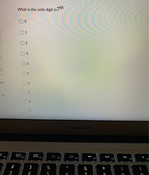 Solved What is the units digit in 768 01 2 3 2 5 18 6 21 B 9 | Chegg.com