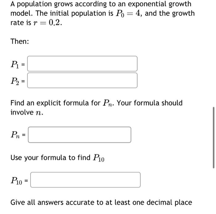 Solved A population grows according to an exponential growth | Chegg.com