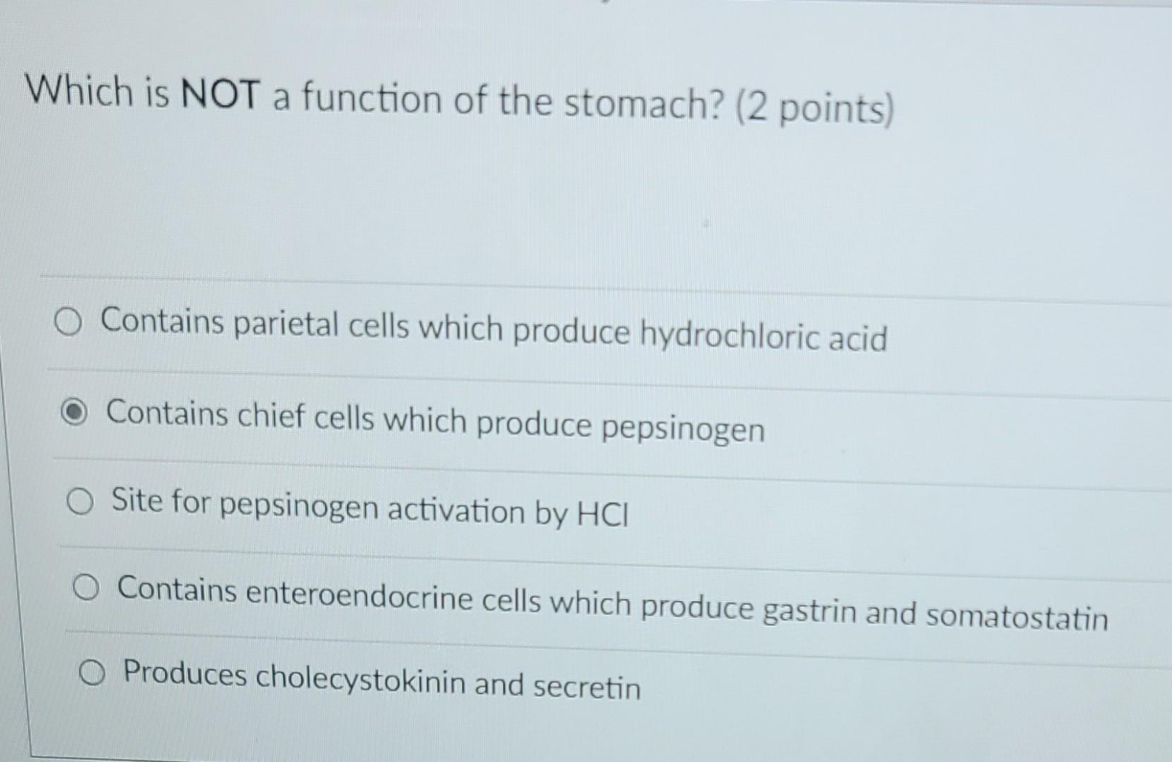 [Solved]: Which is NOT a function of the stomach?