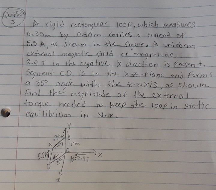 Solved Questid 5 A rigid rectangular loop, which measures | Chegg.com