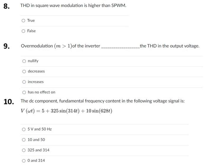 Solved THD in square wave modulation is higher than SPWM. | Chegg.com