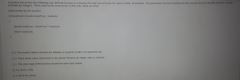 Solved A student has written the following user-defined | Chegg.com