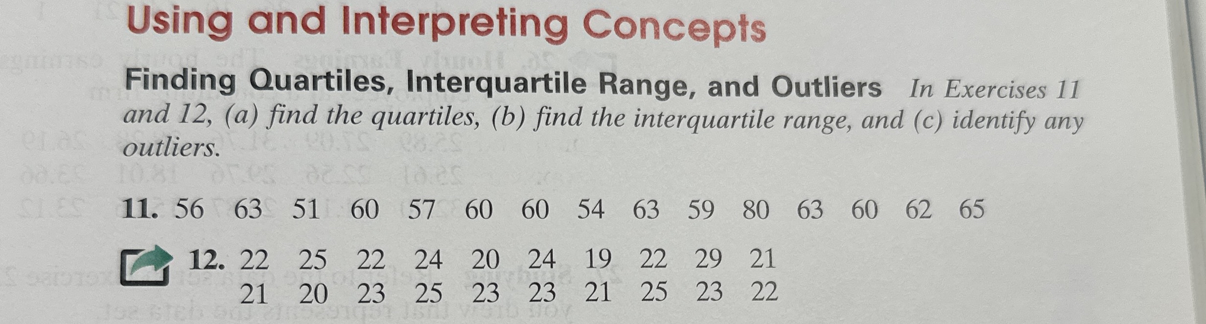 Solved Using and Interpreting ConceptsFinding Quartiles, | Chegg.com