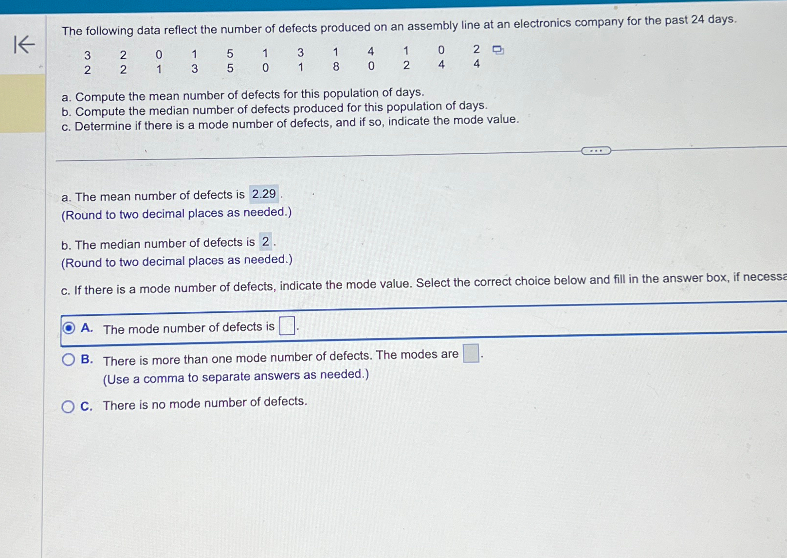 Solved The following data reflect the number of defects | Chegg.com