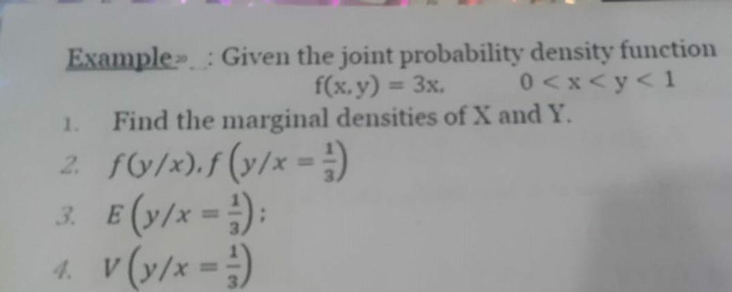 Solved Example . . : Given the joint probability density | Chegg.com
