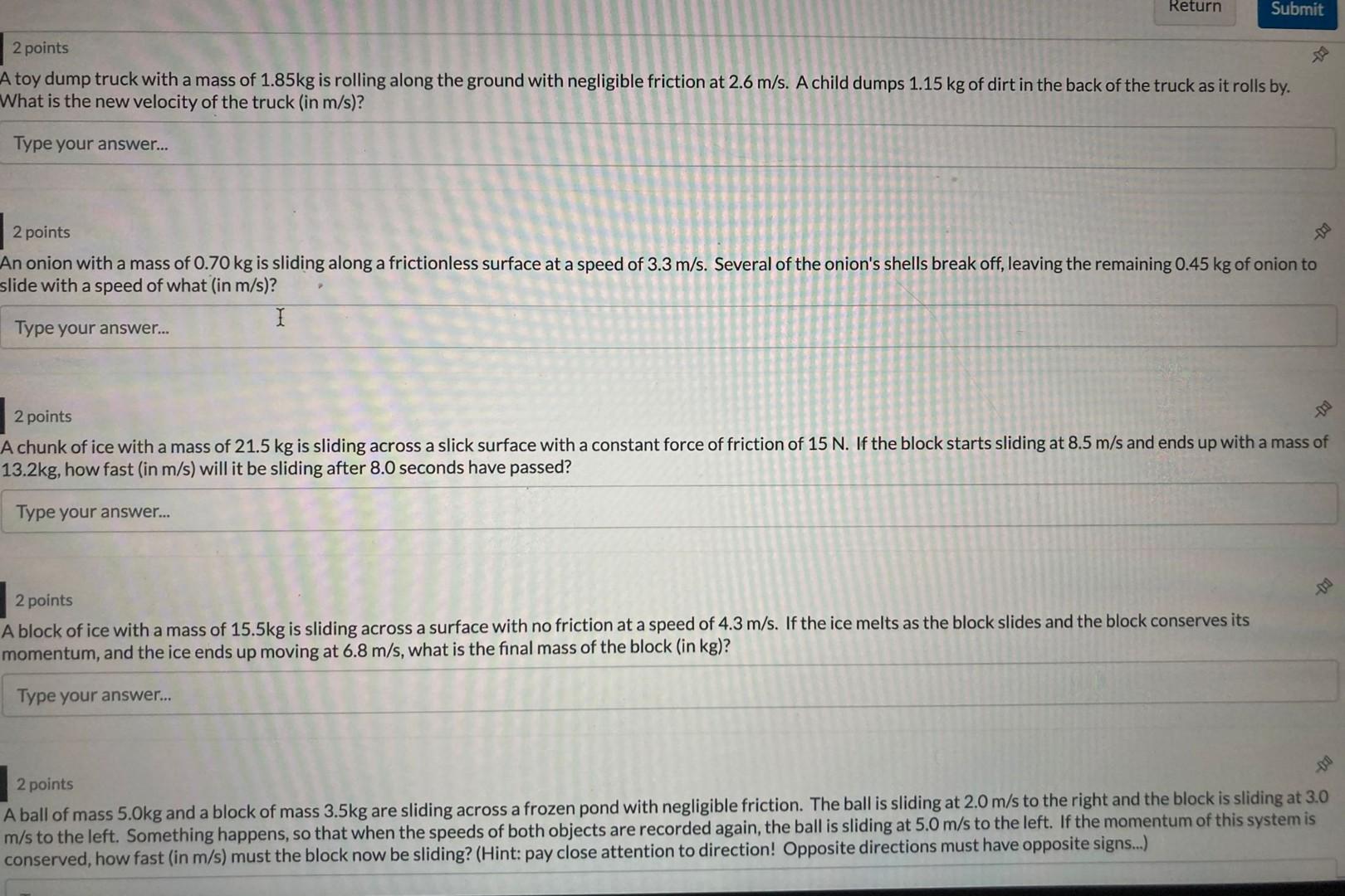 Solved A toy dump truck with a mass of 1.85 kg is rolling | Chegg.com