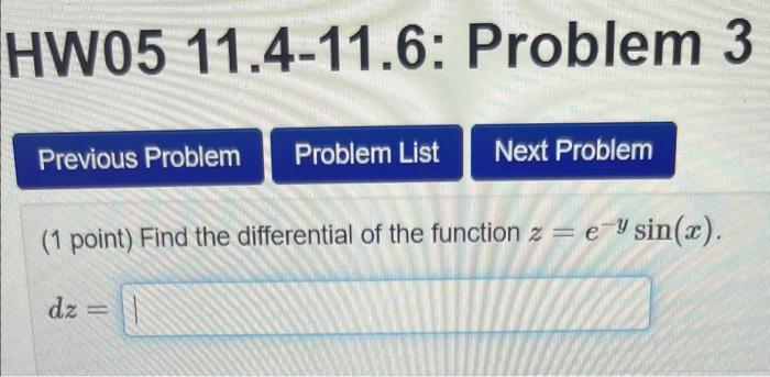 Solved HW05 11.4-11.6: Problem 3 (1 point) Find the | Chegg.com