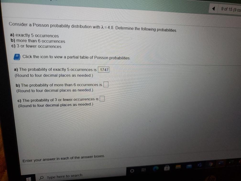 Solved 9 of 15 (9.co Consider a Poisson probability | Chegg.com