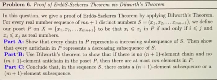 Solved Problem 6. Proof of ErdöS-Szekeres Theorem vis | Chegg.com