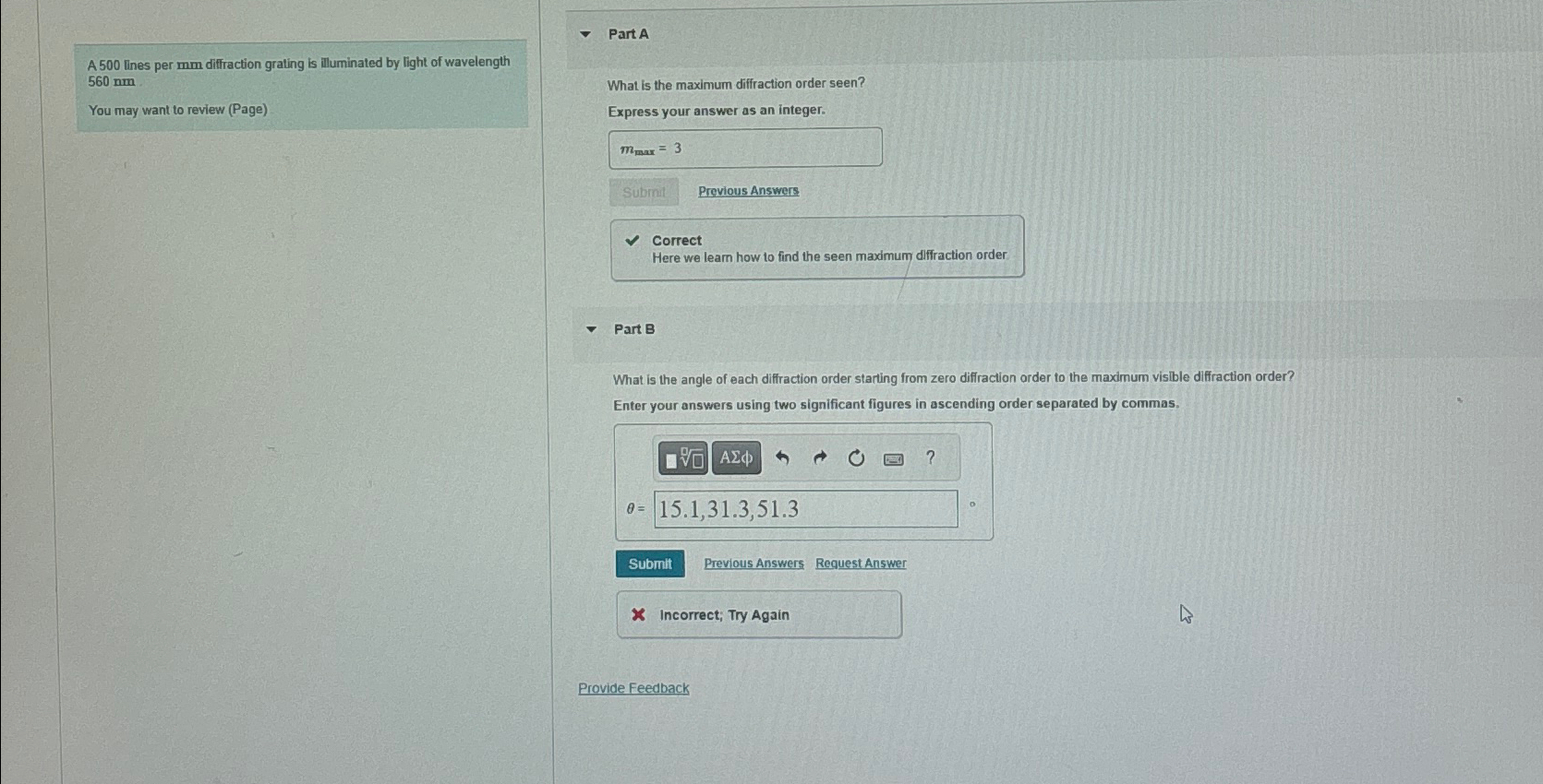 Solved A 500 ﻿lines per mm ﻿diffraction grating is | Chegg.com