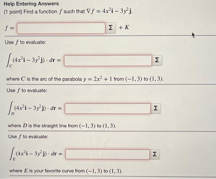 Solved Help Entering Answers (1 point) Find a function f | Chegg.com