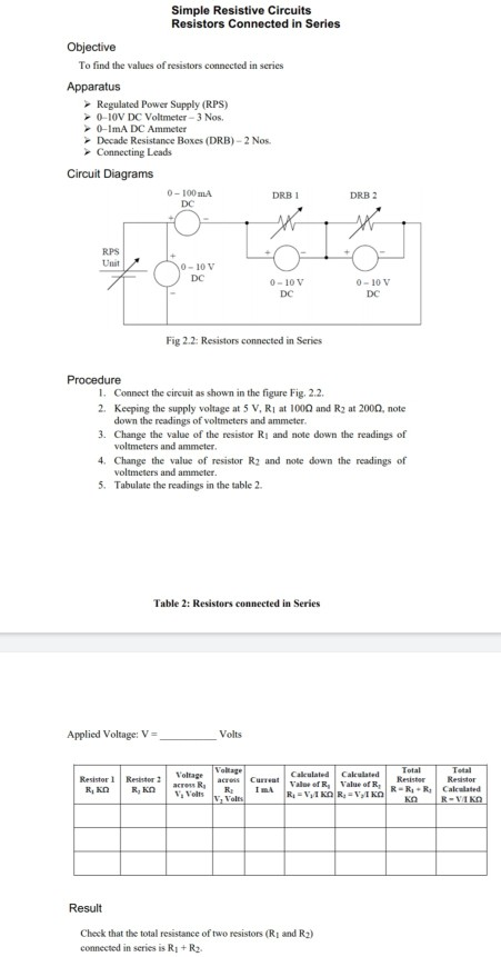 Solved Simple Resistive Circuits Resistors Connected in | Chegg.com