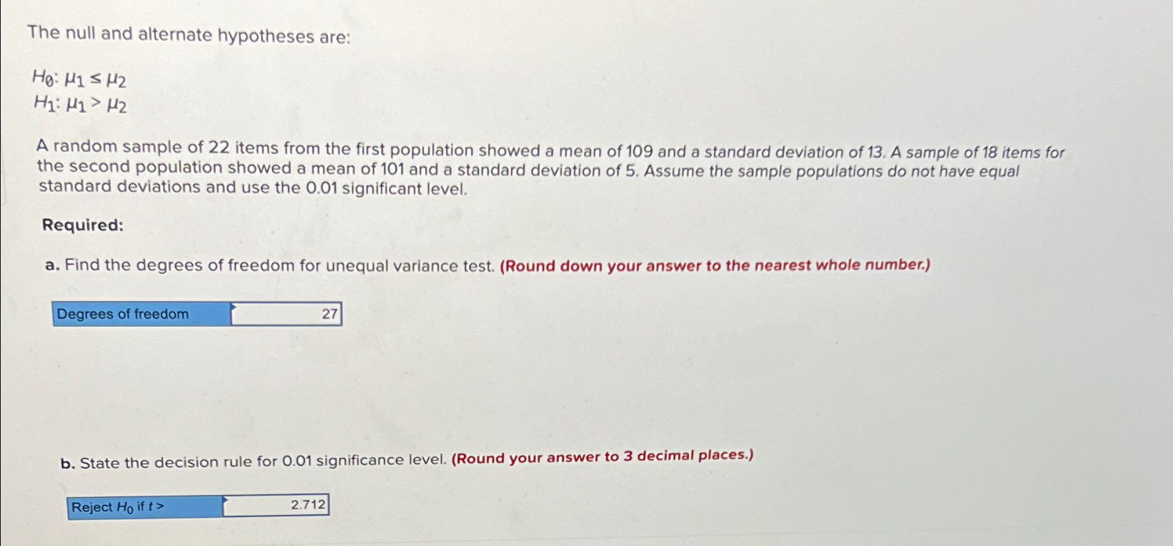 Solved The null and alternate hypotheses | Chegg.com