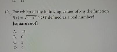 Solved For which of the following values of x ﻿is the | Chegg.com