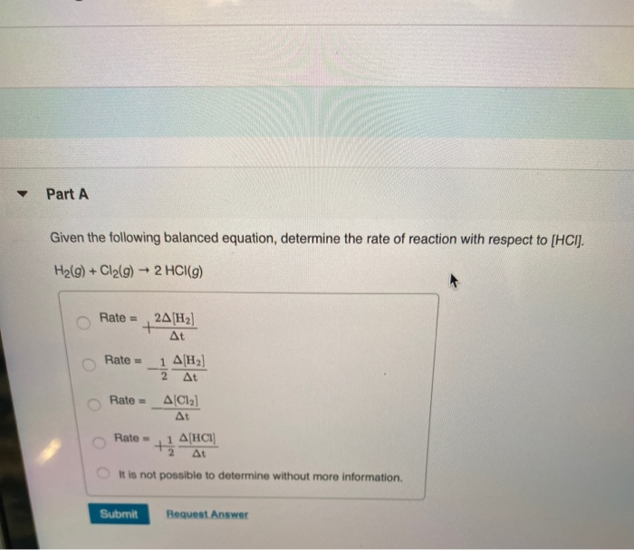 Solved Part A Given the following balanced equation, | Chegg.com