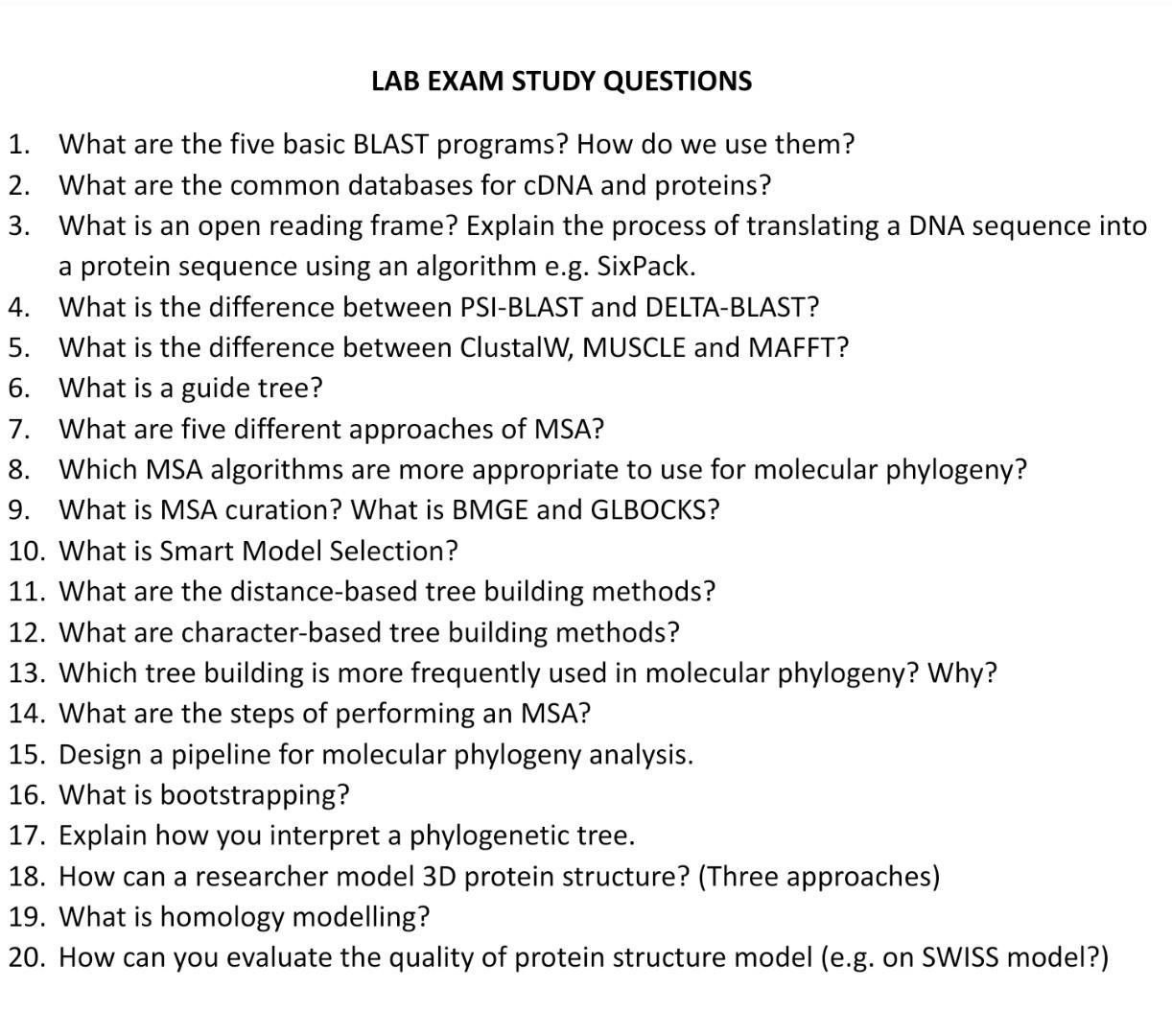 Solved LAB EXAM STUDY QUESTIONS 1. What are the five basic | Chegg.com