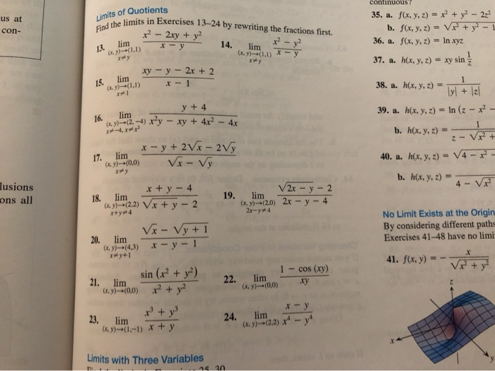Solved continuous? Find the limits in Exercises 13-24 by | Chegg.com